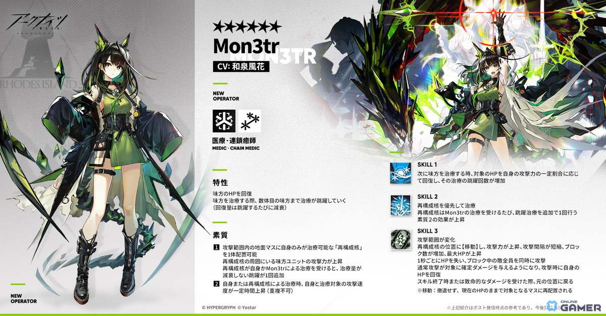 「アークナイツ」メインテーマ第15章「解離結合」開幕！★6 Mon3tr実装＆新コーデ多数登場